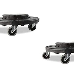 Rubbermaid Commercial Products Brute Twist on/Off Round Dolly, Use with BRUTE Trash Can, Black, Pack of 2