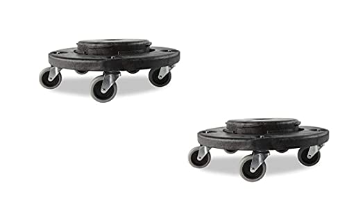 Rubbermaid Commercial Products Brute Twist on/Off Round Dolly, Use with BRUTE Trash Can, Black, Pack of 2