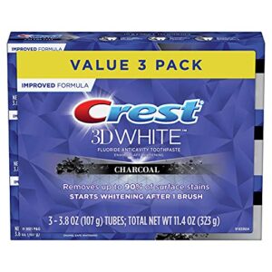 crest 3d white charcoal teeth whitening toothpaste, 3.8 oz, pack of 3