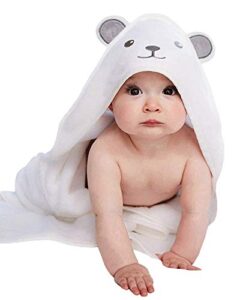 hiphop panda bamboo hooded baby towel – soft bath towel with bear ears for babie, toddler, infant – ultra absorbent, natural baby stuff baby bath shower gifts for boy and girl – (bear, 30 x 30 inch)