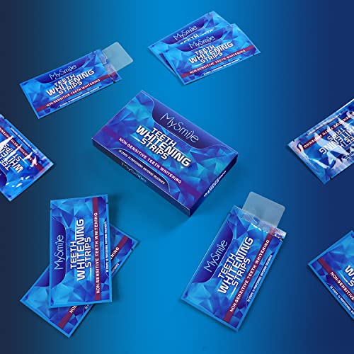 MySmile Teeth Whitening Strips 14 Treatments, 28 White Strips for Teeth Whitening, Non-Sensitive Whitening Strips for Tooth Whitening, Helps to Remove Smoking Coffee Soda Wine Stain, 10 Shades Whiter