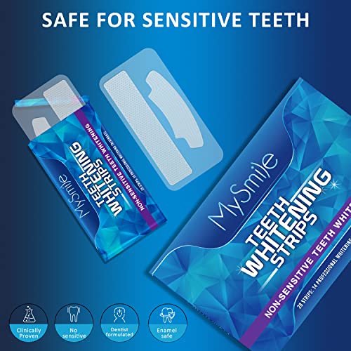 MySmile Teeth Whitening Strips 14 Treatments, 28 White Strips for Teeth Whitening, Non-Sensitive Whitening Strips for Tooth Whitening, Helps to Remove Smoking Coffee Soda Wine Stain, 10 Shades Whiter