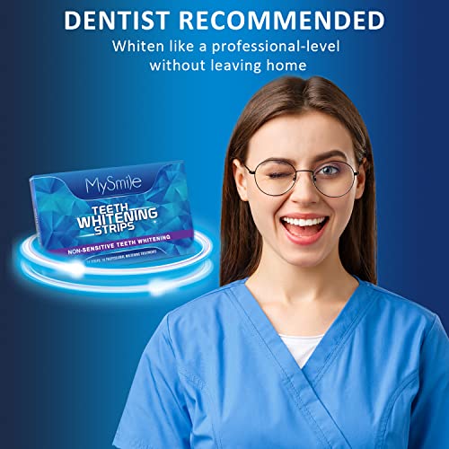 MySmile Teeth Whitening Strips 14 Treatments, 28 White Strips for Teeth Whitening, Non-Sensitive Whitening Strips for Tooth Whitening, Helps to Remove Smoking Coffee Soda Wine Stain, 10 Shades Whiter