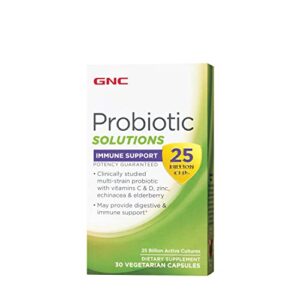 gnc probiotic solutions immune support with 25 billion cfus | provides digestive & immune support, vegetarian | 30 capsules