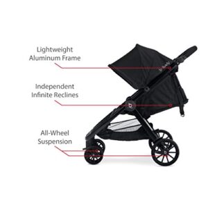 Britax B-Lively Double Stroller, Raven - Quick Self Standing Fold, Adjustable Handlebar, All Wheel Suspension