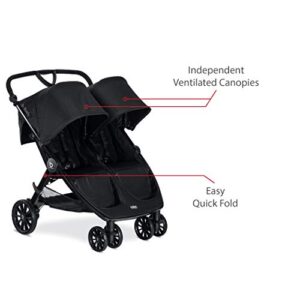 Britax B-Lively Double Stroller, Raven - Quick Self Standing Fold, Adjustable Handlebar, All Wheel Suspension