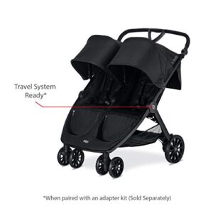 Britax B-Lively Double Stroller, Raven - Quick Self Standing Fold, Adjustable Handlebar, All Wheel Suspension