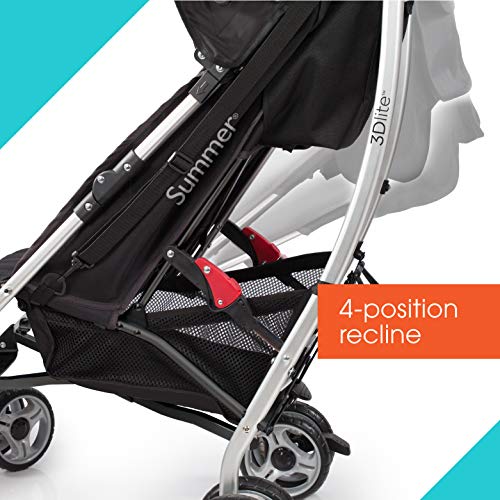 Summer Infant 3Dlite Convenience Stroller, Black (Silver Frame)