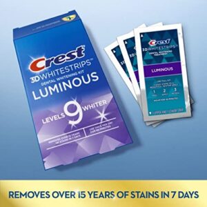 Crest 3D Whitestrips Luminous Levels 9 Whiter Teeth Whitening Kit, 10 Treatments, 20 Count