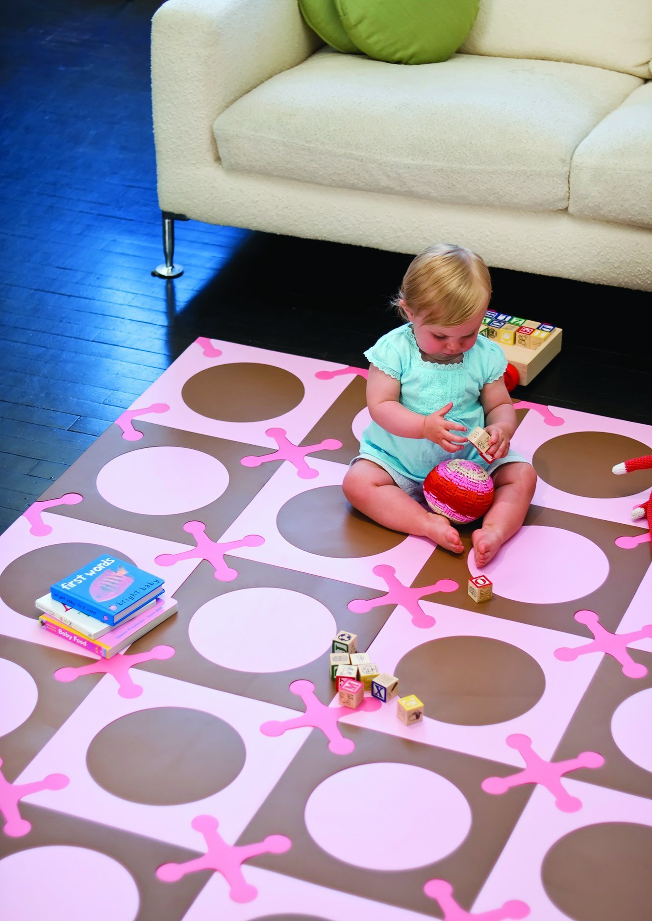 Skip Hop 20 Piece 70"x56" PlaySpot Floor Mat, Pink/Brown (Discontinued by Manufacturer)