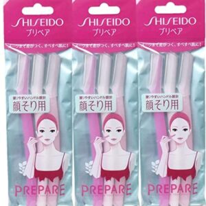 Shiseido Prepare Facial Razor Large for Women Pack of 9(3pcs x 3 packs) Includes Oil Blotting Paper