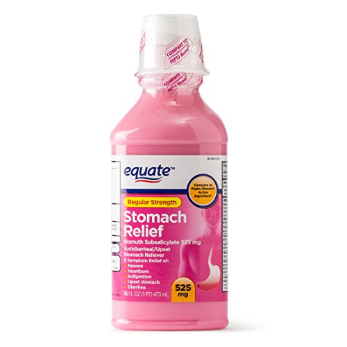 Equate - Stomach Relief, Regular Strength Pink Liquid 525 mg, 16 Ounce