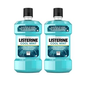 listerine cool mint antiseptic mouthwash to kill 99% of germs that cause bad breath, plaque and gingivitis, cool mint flavor, 1 l (pack of 2)