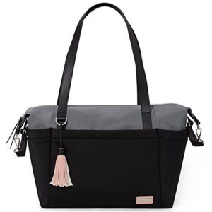 skip hop nolita neoprene diaper tote, black/grey