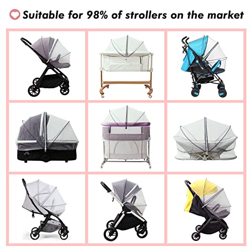 Beberoad Love Mosquito Net for Stroller Universal Baby Mosquito Net Durable Net Cover for Bassinet/Car Seat/Cradle (White)