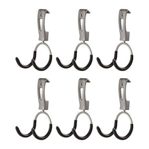 rubbermaid universal powder coaded metallic fasttrack hanging garage hook organizers for ladder, tool, and bike storage (6 pack)