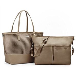 skip hop duet 2-in-1 diaper tote, taupe