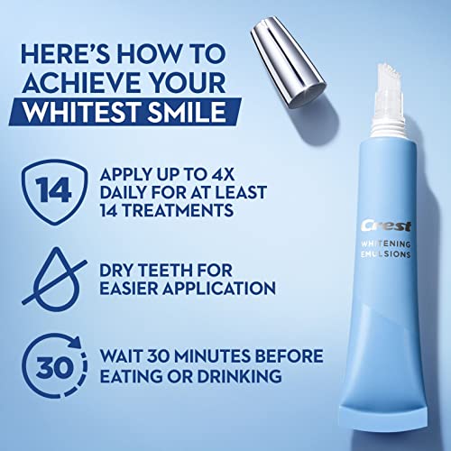 Crest Whitening Emulsions Leave-on Teeth Whitening Gel Kit with LED Accelerator Light, 0.63oz + Built-in Applicator + Two 0.35oz On-The-Go Teeth Whitening Pens Value Pack