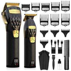 mosmaoo professional hair clippers and hair trimmer combo set for men, cordless barber clippers for hair cutting &beard trimmer with 5 rotational speeds and adjustable blade for men, women, and kids