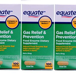 Equate Gas Bloating Relief and Prevention, Food Enzyme Dietary Supplement, 300 Count