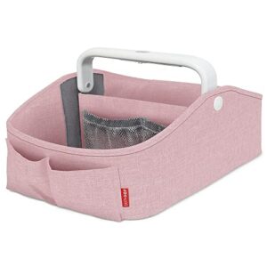 skip hop diaper caddy organizer with touch sensor night light, nursery style, pink heather