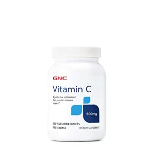 gnc vitamin c 500mg, 250 caplets, provides immune support