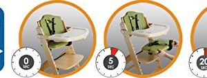 Abiie Beyond Wooden High Chair with Tray. The Perfect Adjustable Baby Highchair Solution for Your Babies and Toddlers or as a Dining Chair. (6 Months up to 250 Lb) (Natural Wood - Olive Cushion)