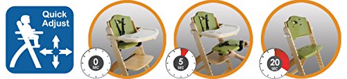 Abiie Beyond Wooden High Chair with Tray. The Perfect Adjustable Baby Highchair Solution for Your Babies and Toddlers or as a Dining Chair. (6 Months up to 250 Lb) (Natural Wood - Olive Cushion)