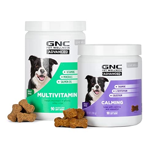 GNC for Pets Advanced Young Pup Bundle - Dog Calming Supplements for Dogs and Multivitamin Supplements for Dogs - 90 Count Soft Chew Dog Supplements, Dog Chew for Calming, Pet Dog Multivitamin