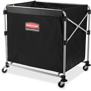 rubbermaid commercial products, collapsible x cart laundy cart, college move-in, transport supplies and groceries, steel, 8 bushel (300 l) cart, 36″ l x 7″ w x 34″ h, black