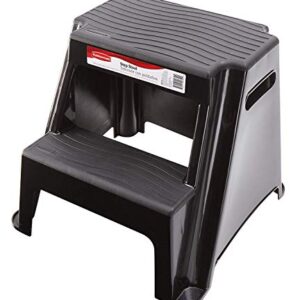 Rubbermaid RM-P2 2-Step Molded Plastic Stool with Non-Slip Step Treads, 300-Pound Capacity (Amazon Exclusive) , Black