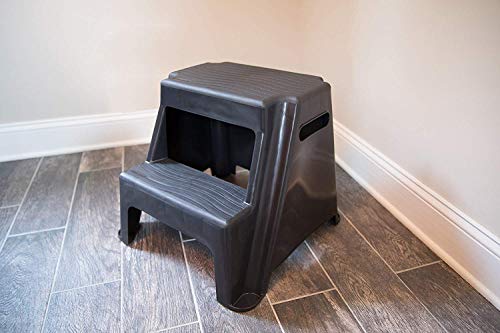 Rubbermaid RM-P2 2-Step Molded Plastic Stool with Non-Slip Step Treads, 300-Pound Capacity (Amazon Exclusive) , Black