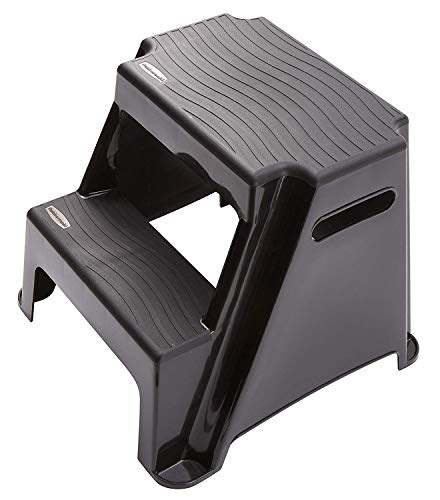 Rubbermaid RM-P2 2-Step Molded Plastic Stool with Non-Slip Step Treads, 300-Pound Capacity (Amazon Exclusive) , Black