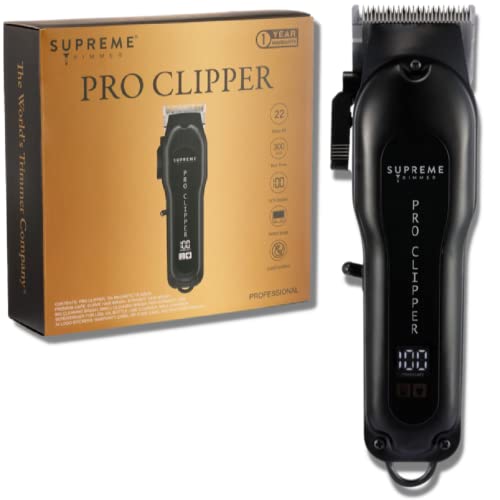 Supreme Trimmer Hair Clipper STC5030 Professional Clipper Set (300 Min Run Time) Cordless Beard Trimmer, Black Pro Clipper Taper Blade