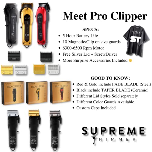 Supreme Trimmer Hair Clipper STC5030 Professional Clipper Set (300 Min Run Time) Cordless Beard Trimmer, Black Pro Clipper Taper Blade