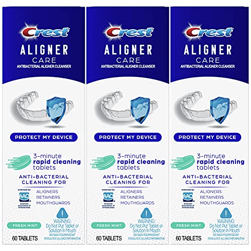 Crest Aligner Care Rapid Cleaning Tablets for Aligners, Retainers, Mouthguards, 60-Count, Pack of 3