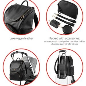 Skip Hop Diaper Bag Backpack: Evermore, Multi-Function Baby Travel Bag 6 in 1, Black