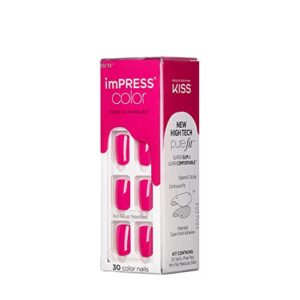 KISS imPRESS Color Press-On Nails Polish-Free Manicure Set, ‘Orchid Festival’, 30 Chip-Proof, Smudge-Proof Fake Nails