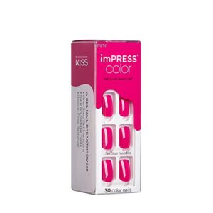 KISS imPRESS Color Press-On Nails Polish-Free Manicure Set, ‘Orchid Festival’, 30 Chip-Proof, Smudge-Proof Fake Nails