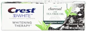 crest charcoal 3d white toothpaste, whitening therapy, with tea tree oil, refreshing mint flavor, 4.1 oz, 6.148 lb