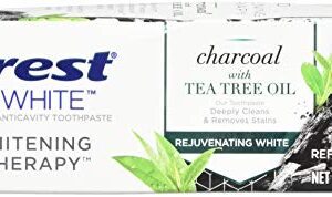 Crest Charcoal 3D White Toothpaste, Whitening Therapy, with Tea Tree Oil, Refreshing Mint Flavor, 4.1 Oz, 6.148 Lb