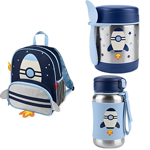 Skip Hop Back to School Little Kid Backpack and Mealtime Set, Rocket