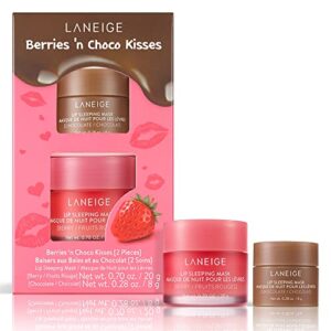 laneige berries ‘n choco kisses set: lip sleeping mask berry (full sized) & chocolate (travel sized), hydrate, nourish