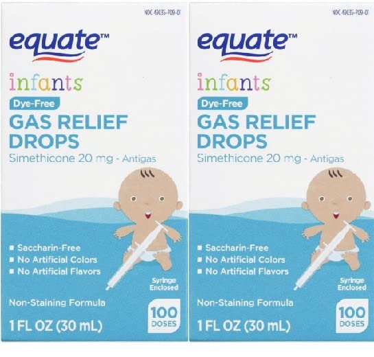 Walmart Equate Infants Dye-Free Gas Relief Drops, Simethicone 20mg, 1 fl oz (2 Pack)