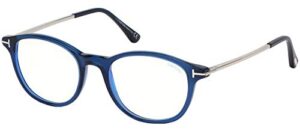 eyeglasses tom ford ft 5553 -b 090 shiny transparent blue, palladium/blue bloc, 50-19-145