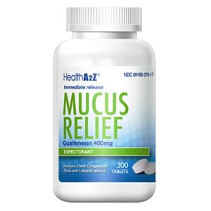 healtha2z mucus relief, guaifenesin 400mg, 300 tablets, immediate release, expectorant