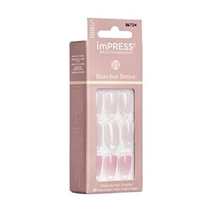 KISS imPRESS Press-On Nails Bare But Better Manicure Set, Nude False Nails , 'Effortless Finish', 30 Chip-Proof Fake Nails