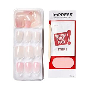 KISS imPRESS Press-On Nails Bare But Better Manicure Set, Nude False Nails , 'Effortless Finish', 30 Chip-Proof Fake Nails