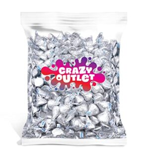 CrazyOutlet HERSHEY'S KISSES Silver Milk Chocolate Candy, Bulk Pack 2 Pounds