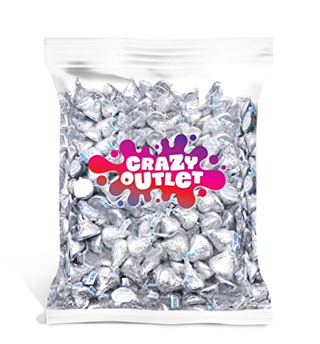 CrazyOutlet HERSHEY'S KISSES Silver Milk Chocolate Candy, Bulk Pack 2 Pounds